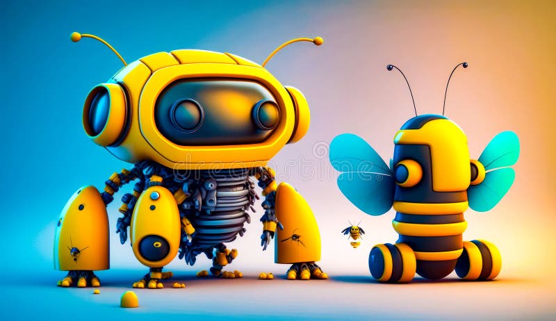Robot and Bee Standing Next To Each Other. Generative AI Stock Photo ...