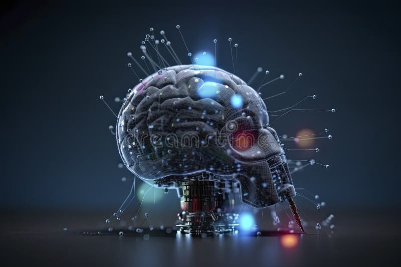Robot with Big Data of Brain and High Technology Stock Illustration ...