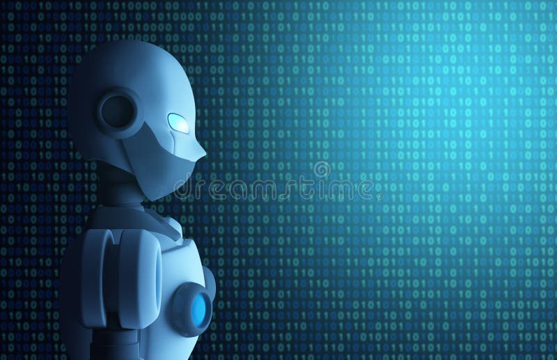 Robot with Binary Data Code, Artificial Intelligence Stock Illustration ... Robot with Binary Data Code, Artificial Intelligence Stock Illustration ...