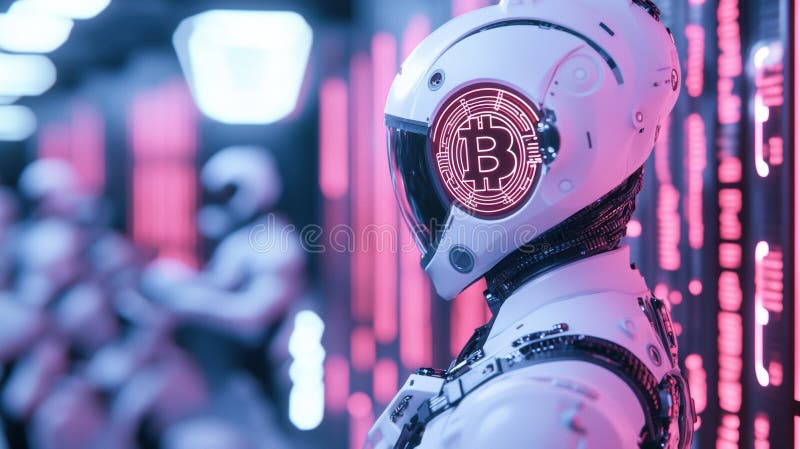 A Robot with a Bitcoin Symbol on Its Head, AI Stock Image - Image of ...