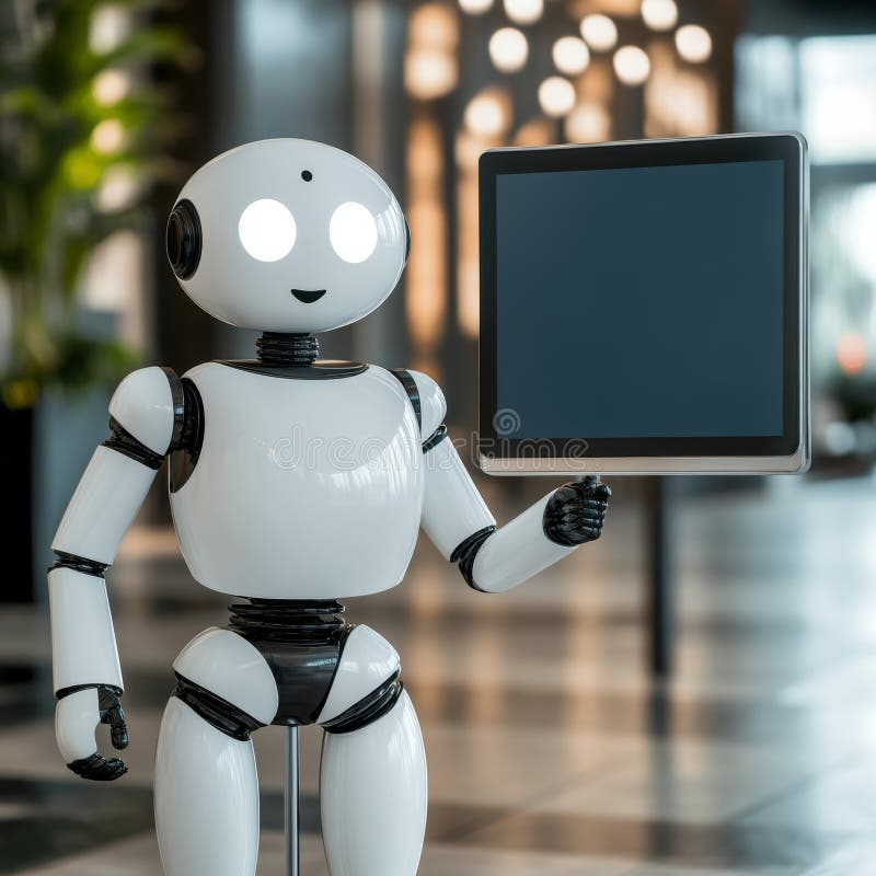 Robot with Blank Screen. 3d Rendering. Computer Digital Drawing Stock Illustration ...