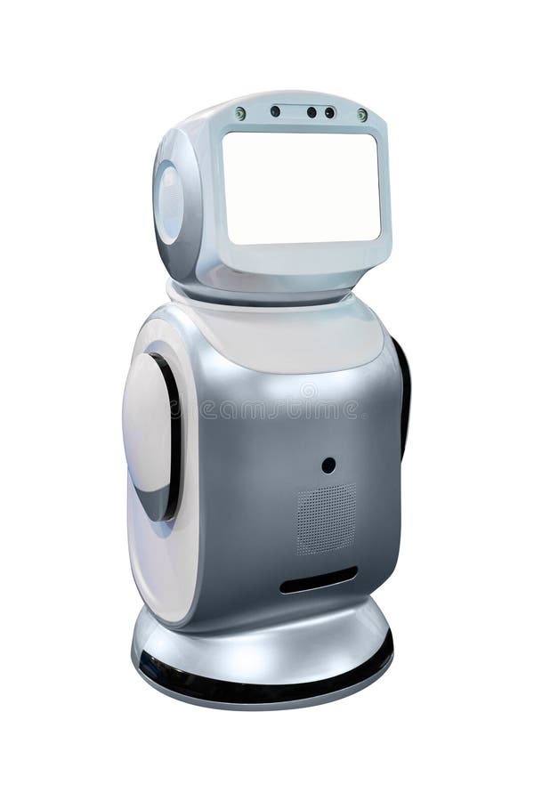 Robot with a Blank Screen Isolated Stock Photo - Image of internet ...