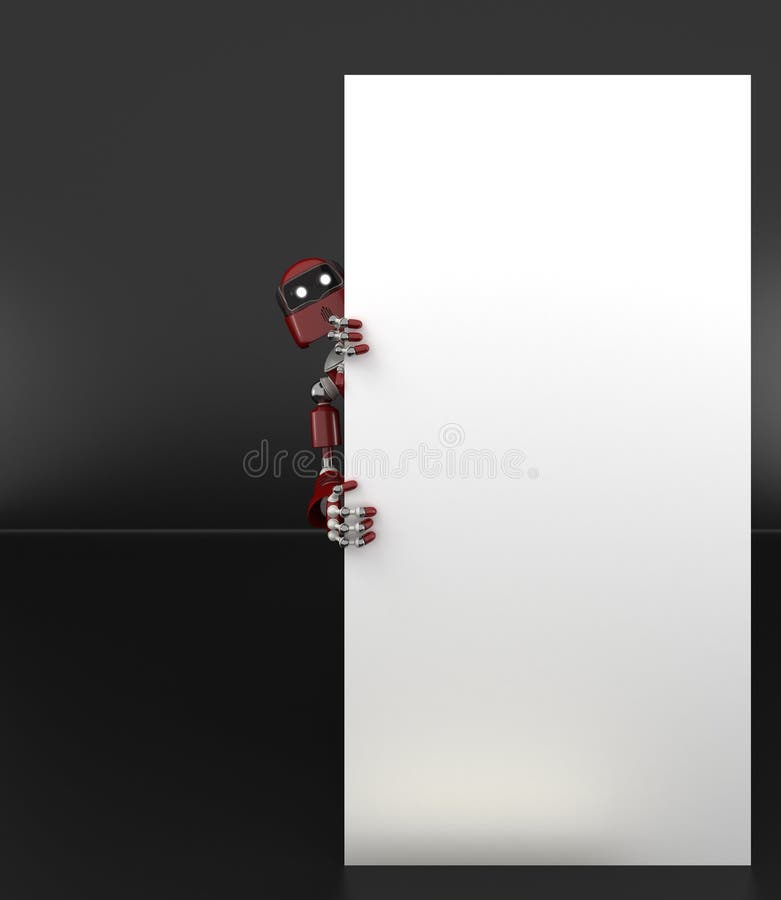 Robot with a blank sign stock illustration. Illustration of concept ...