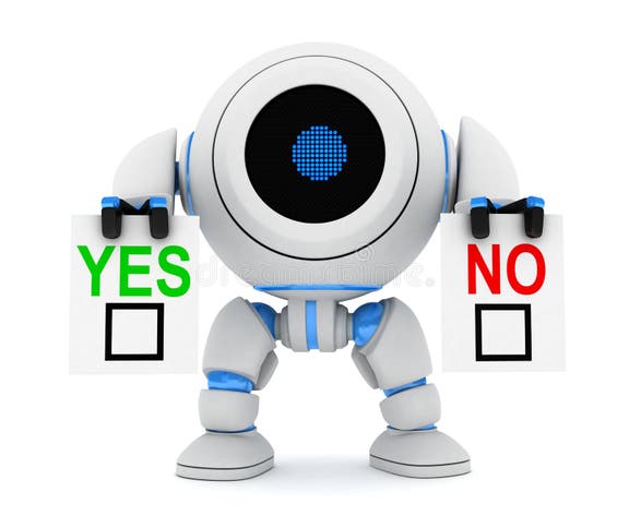 Robot and blank yes or no stock illustration. Illustration of render ...