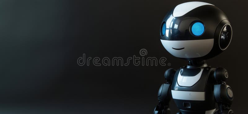 Robot with Blue Eyes, Sleek Design, Friendly Expression, Modern ...