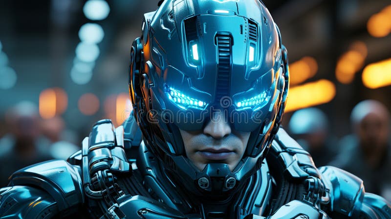 A Robot with a Blue Light on it Stock Illustration - Illustration of ...