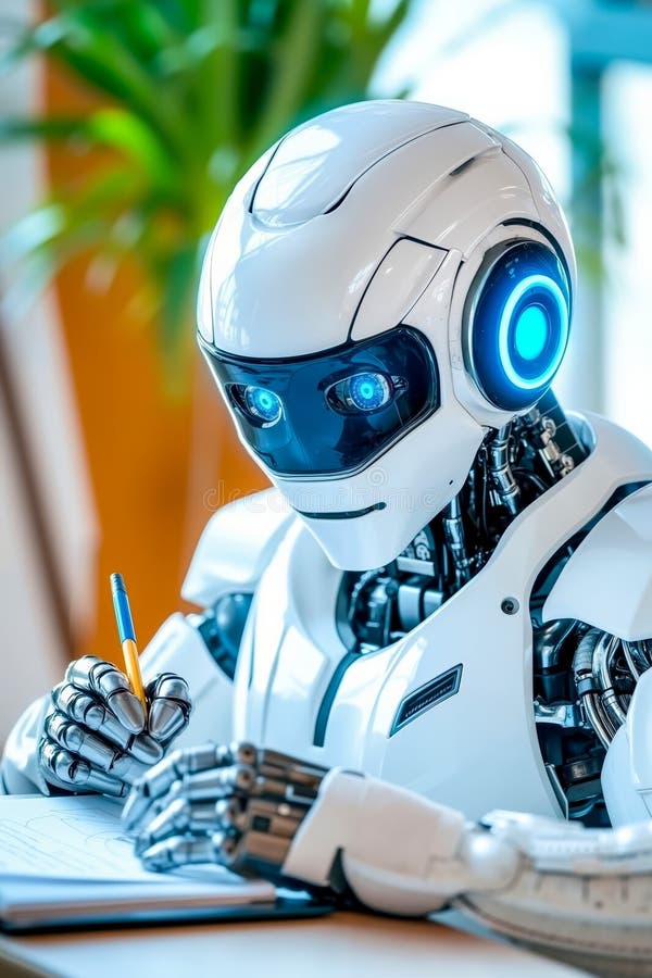 Robot Writing Piece Paper Pen Stock Photos - Free & Royalty-Free Stock ...