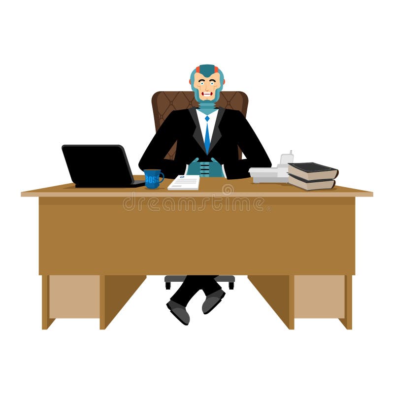Robot Boss. Cyborg Boss. Businessman of the Future Stock Vector ...