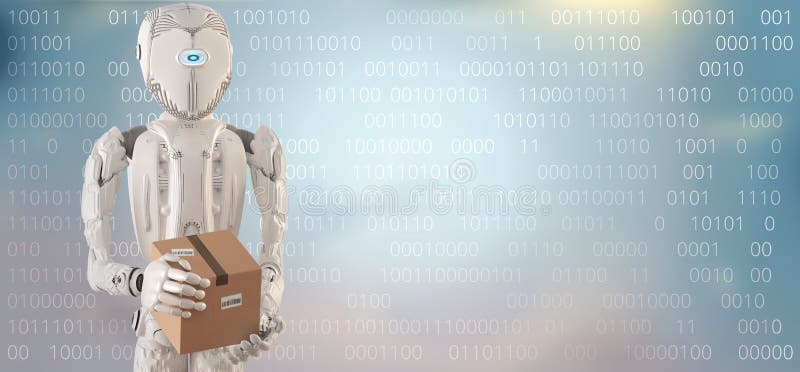 Robot with Box, Artificial Intelligence 3d Illustration Stock ...