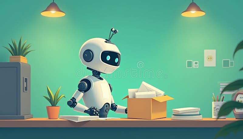 Robot Office Worker stock illustration. Illustration of pencil - 378931953