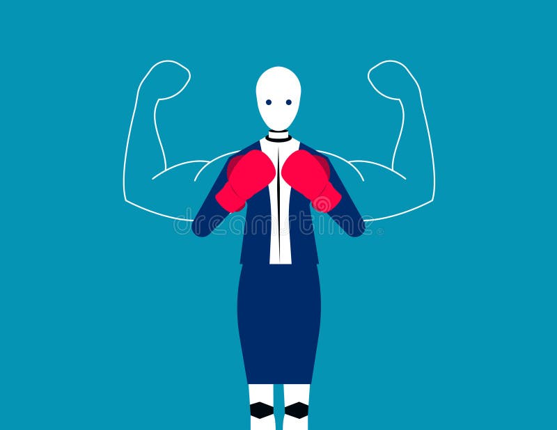 Robot with Boxing Gloves Ready for Fight. Artificial Intelligence ...