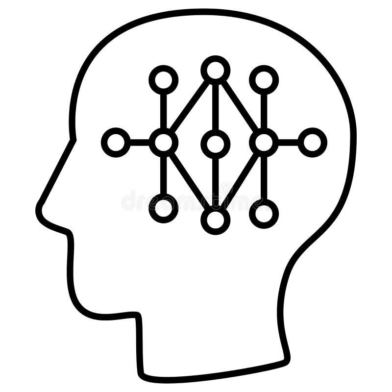 Robot Brain Artificial Intelligent Neuron Network. Simple Line Icon ...