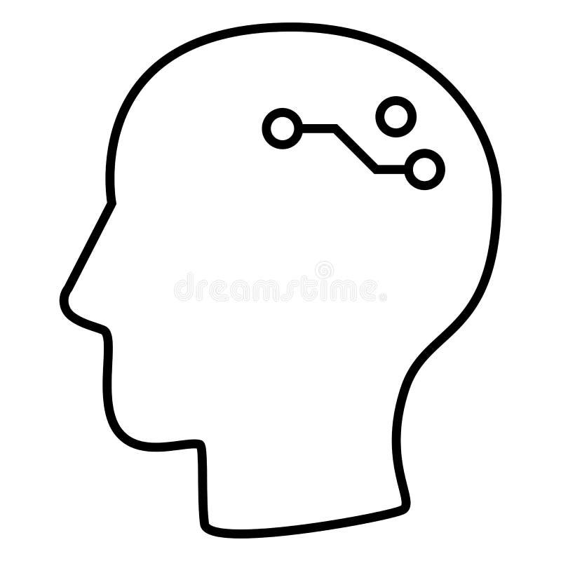 Robot Brain Artificial Intelligent Neuron Network. Simple Line Icon ...