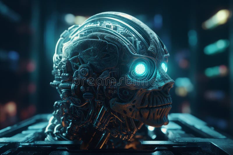 Robot brain. Generate Ai stock illustration. Illustration of memory ...