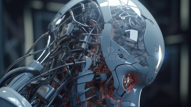 Robot Brain Processes Information, Digital Art Illustration, Generative ...