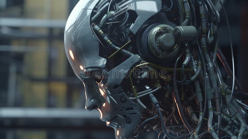 Robot Brain Processes Information, Digital Art Illustration, Generative ...