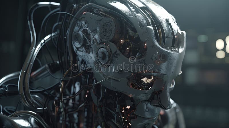 Robot Brain Processes Information, Digital Art Illustration, Generative ...