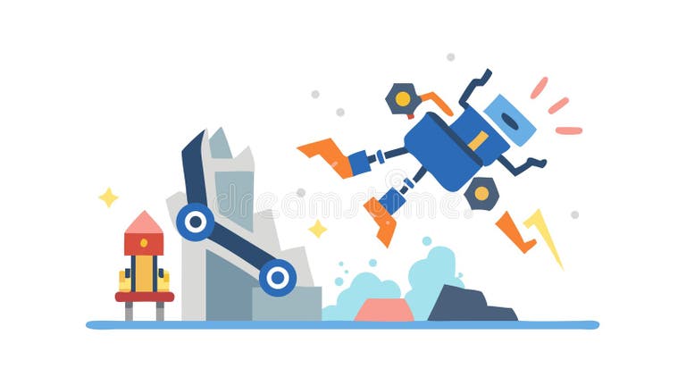 Robot Breaking through Wall, Vector Design Generative AI Stock Vector ...