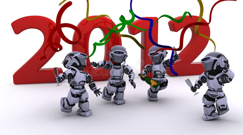 Robot Bringing the New Year in Stock Illustration - Illustration of ...