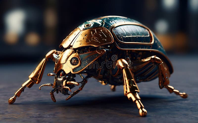 A Robot Bug with Gold and Silver Parts Stock Illustration ...