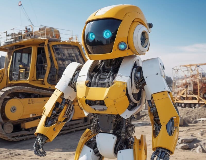Robot Builders Work on a Construction Site with Tools. Made with AI ...