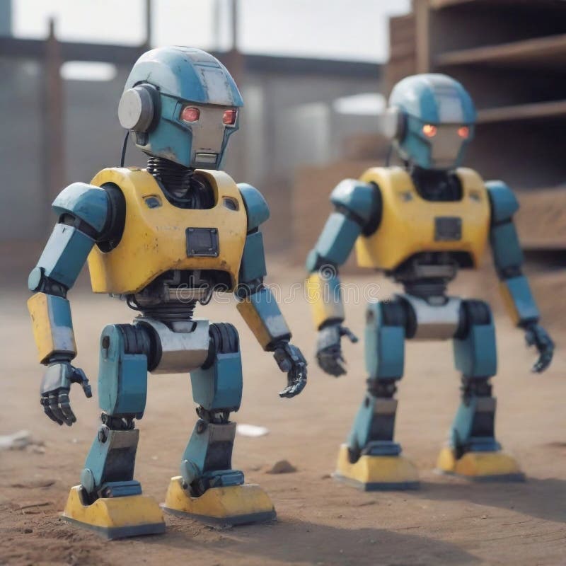 Robot Builders Work on a Construction Site with Tools. Made with AI ...