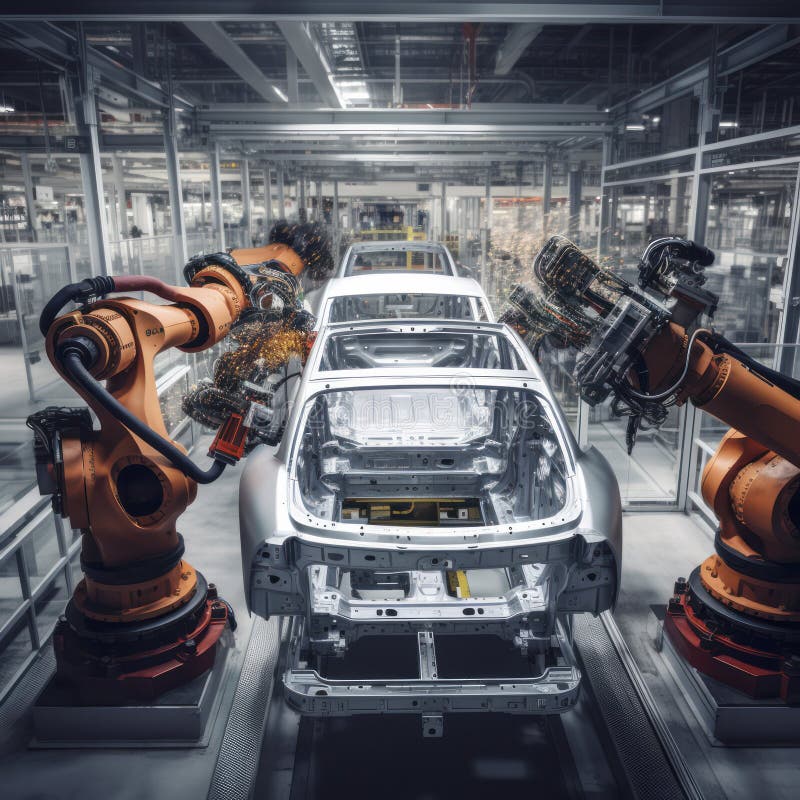 Robot Building an Automobile Car Stock Photo - Image of equipment ...