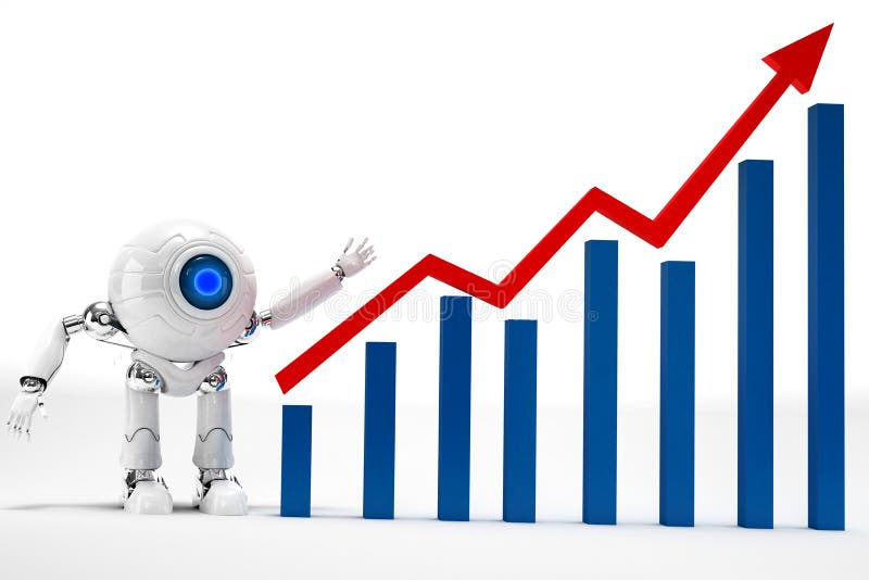 Robot business graph stock illustration. Illustration of business ...