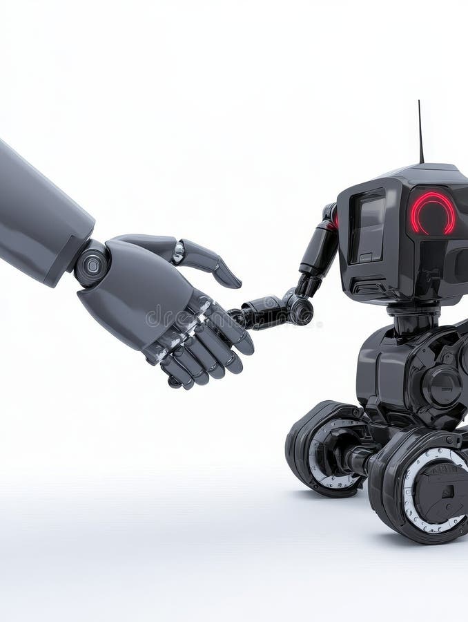 Robot and Business Handshake Partnership Symbolizing Technology ...