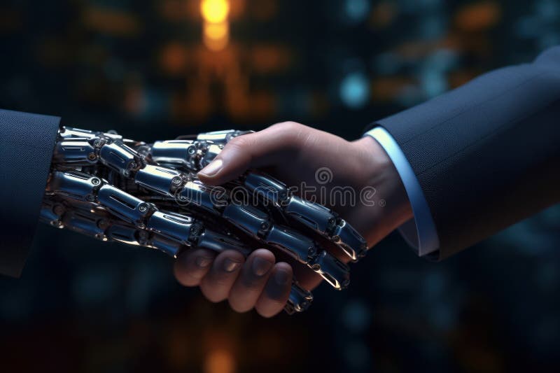 Robot and Businessman Hands in Handshake. Generative AI Stock ... Robot and Businessman Hands in Handshake. Generative AI Stock ...