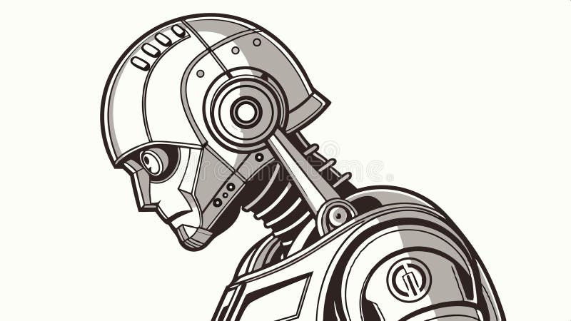 Robot Bust Illustration, Cyborg Tech Vector Design Illustration ...