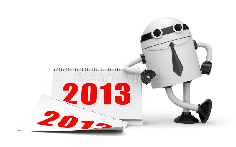 Robot with calendar 2013 stock illustration. Illustration of page ...