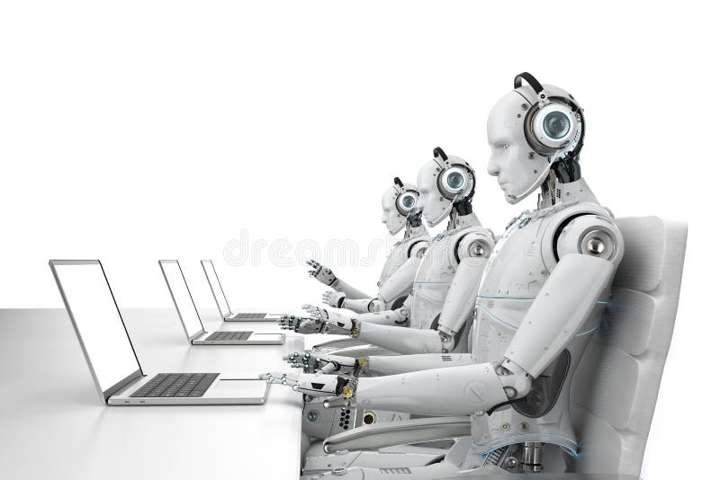 Robot call center stock illustration. Illustration of customer - 108797139