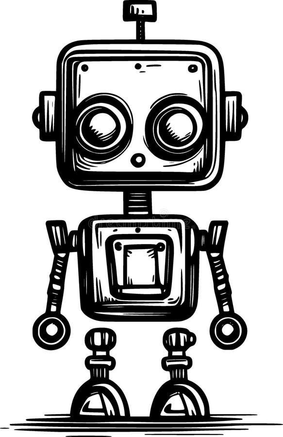 A Robot with a Camera on Its Head Stock Illustration - Illustration of ...