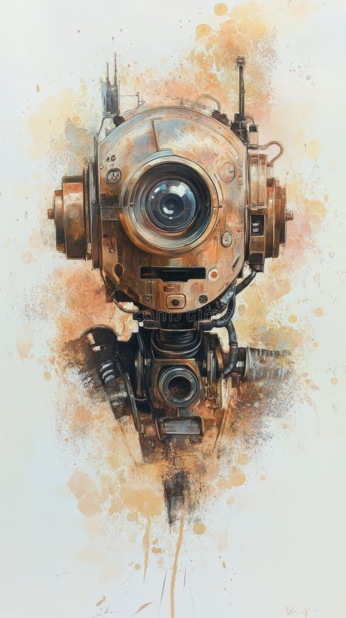 Robot with a Camera on Its Head Stock Illustration - Illustration of ...