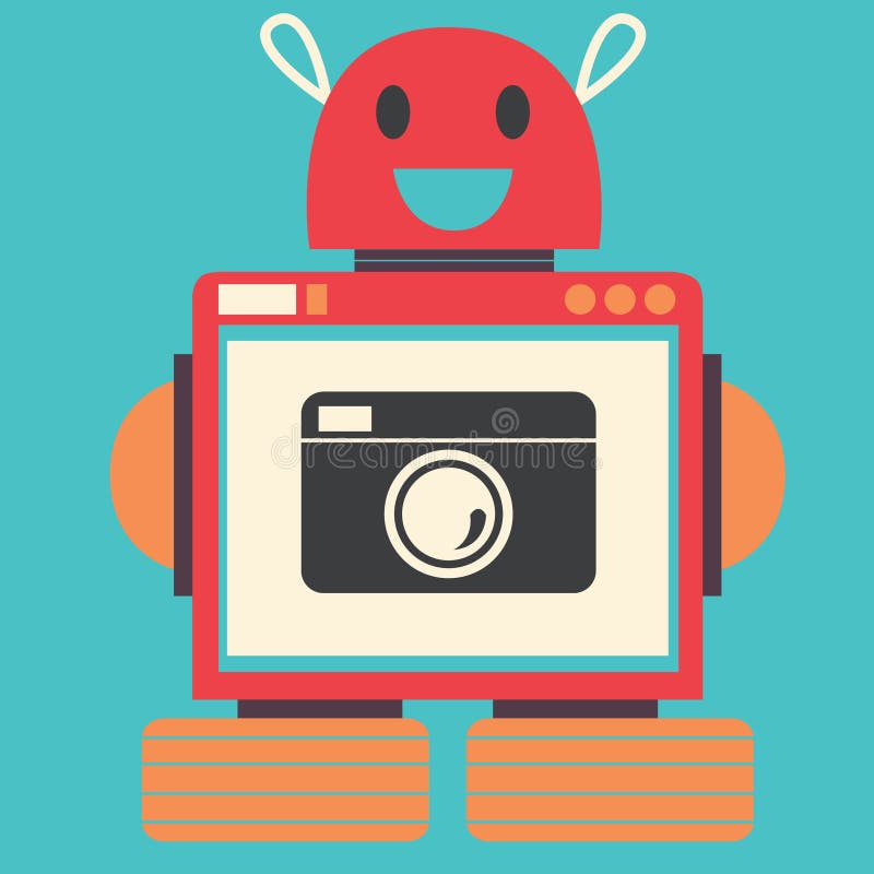 Robot with Camera. Vector Illustration Decorative Design Stock Vector ...