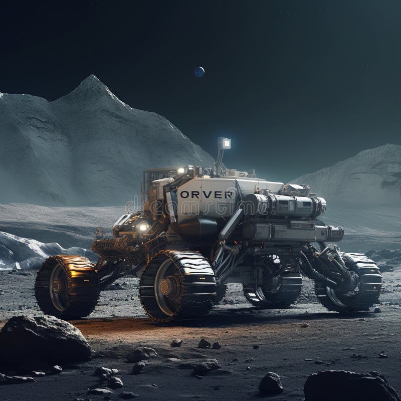 A Robot Car Rover on the Moon Generative AI Stock Illustration ...