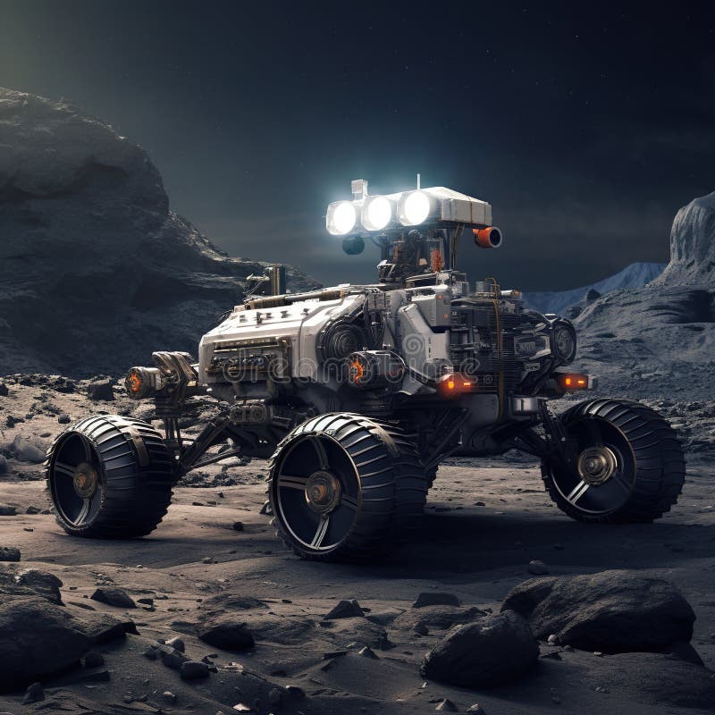 A Robot Car Rover on the Moon Generative AI Stock Illustration ...