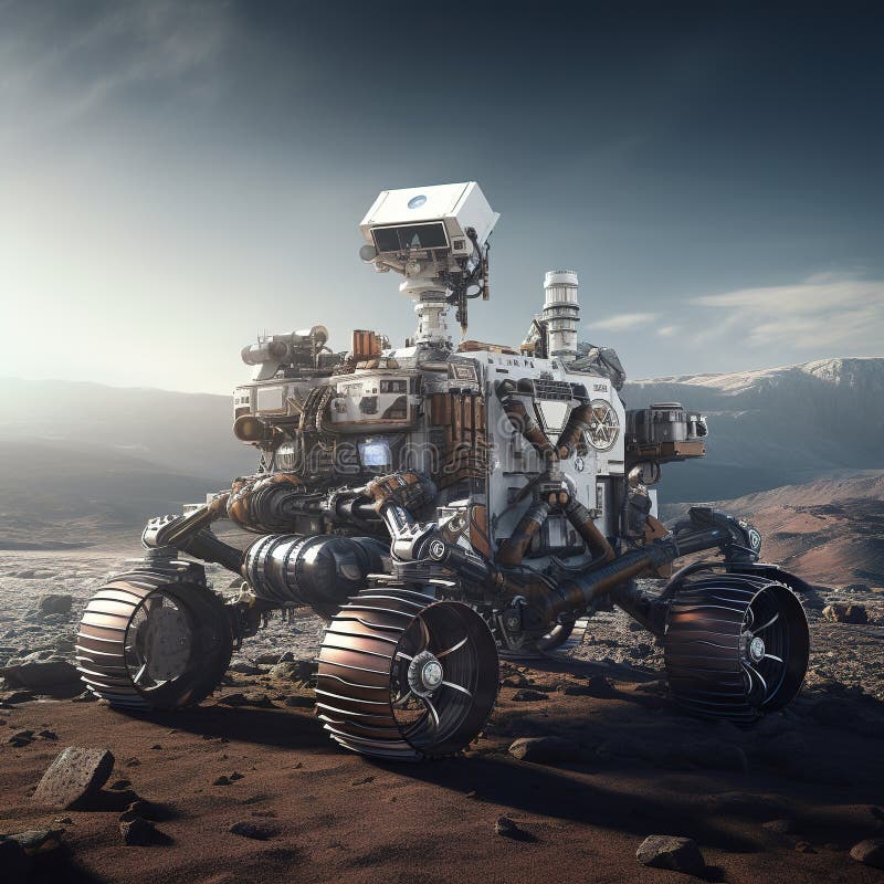 A Robot Car Rover on the Moon Generative AI Stock Illustration ...