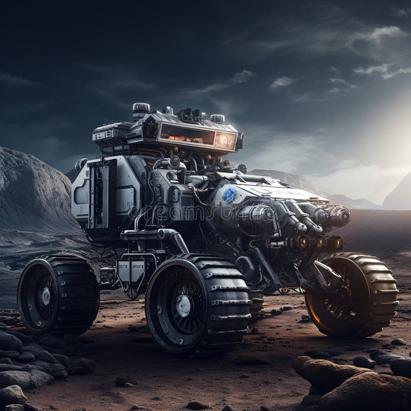 A Robot Car Rover on the Moon Generative AI Stock Illustration ...