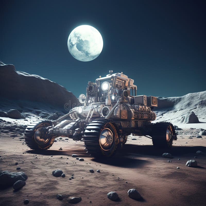 A Robot Car Rover on the Moon Generative AI Stock Illustration ...