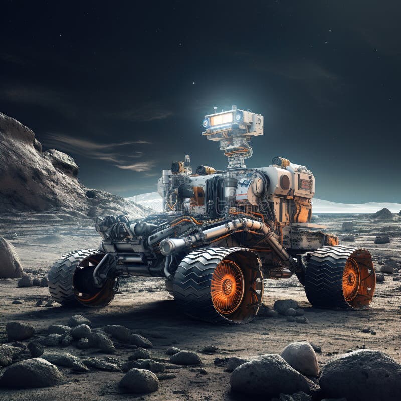 A Robot Car Rover on the Moon Generative AI Stock Illustration ...