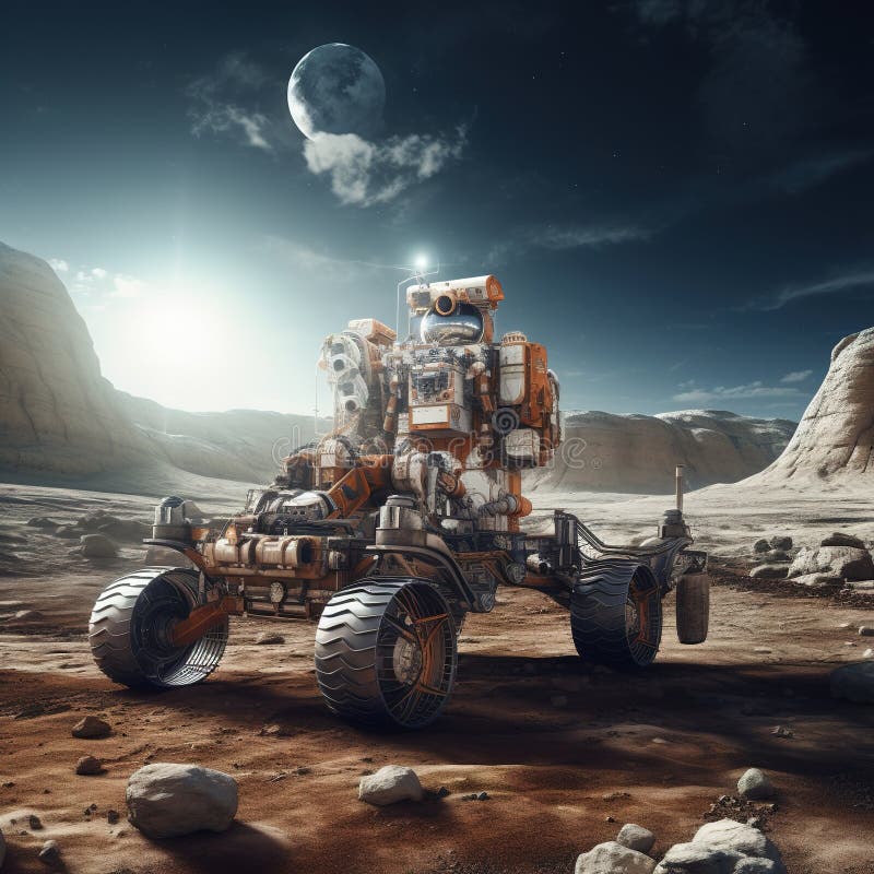 A Robot Car Rover on the Moon Generative AI Stock Illustration ...