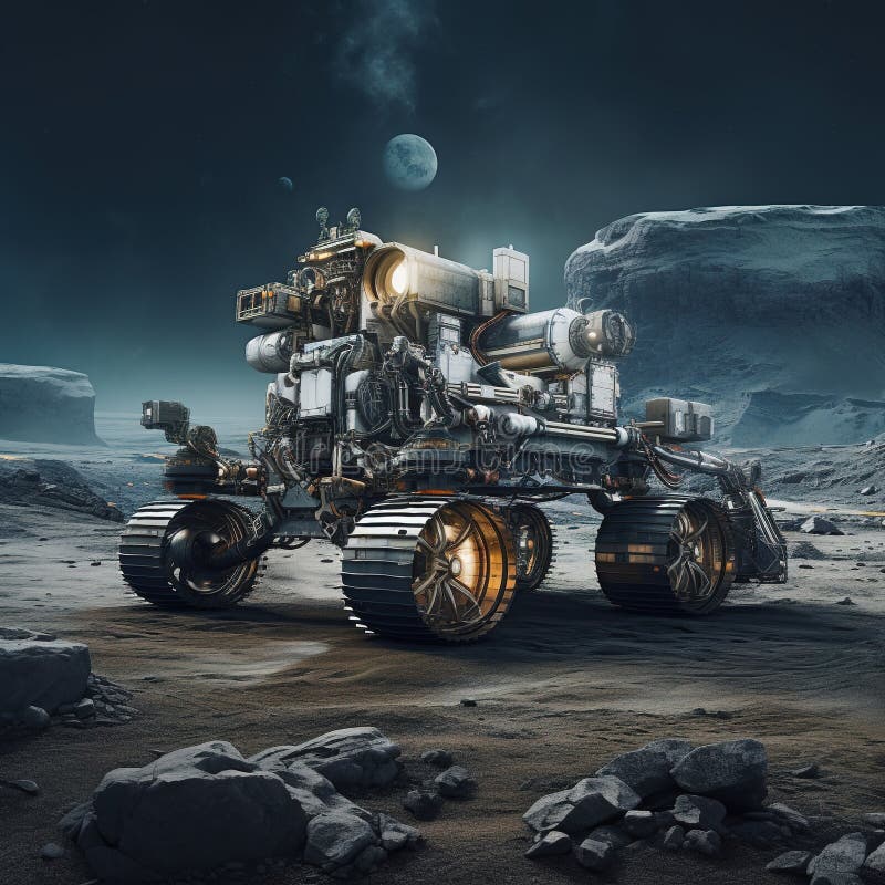 A Robot Car Rover on the Moon Generative AI Stock Illustration ...