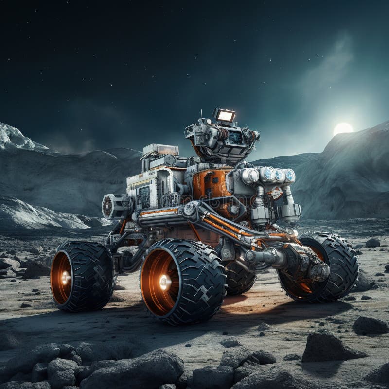 A Robot Car Rover on the Moon Generative AI Stock Illustration ...