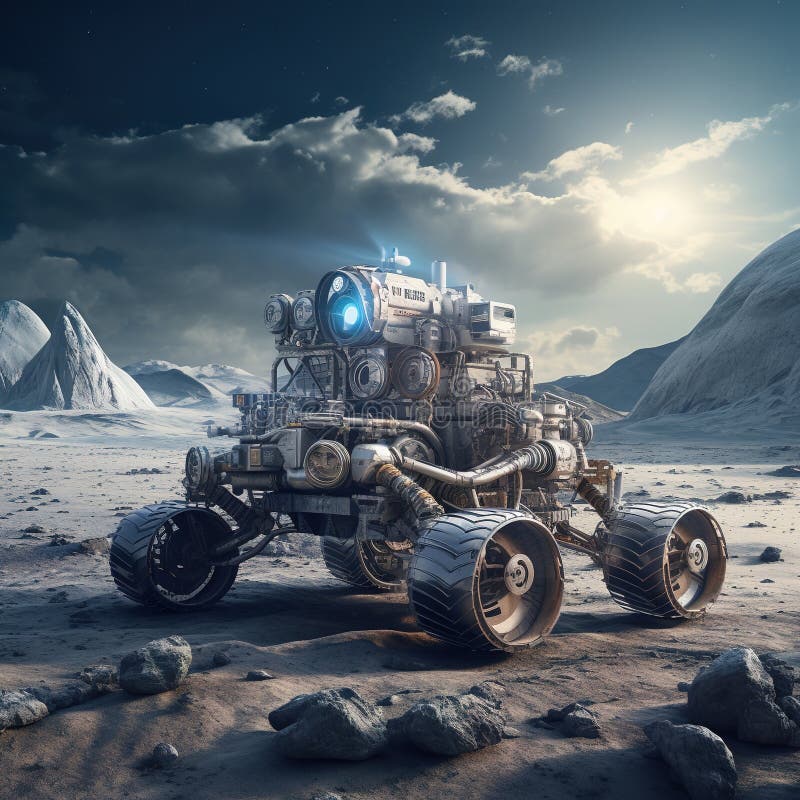 A Robot Car Rover on the Moon Generative AI Stock Illustration ...