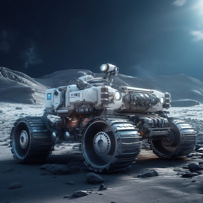 A Robot Car Rover on the Moon Generative AI Stock Illustration ...