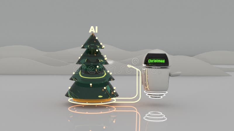 Robot Carries Christmas Tree and Wishes Merry Christmas Stock Footage ...