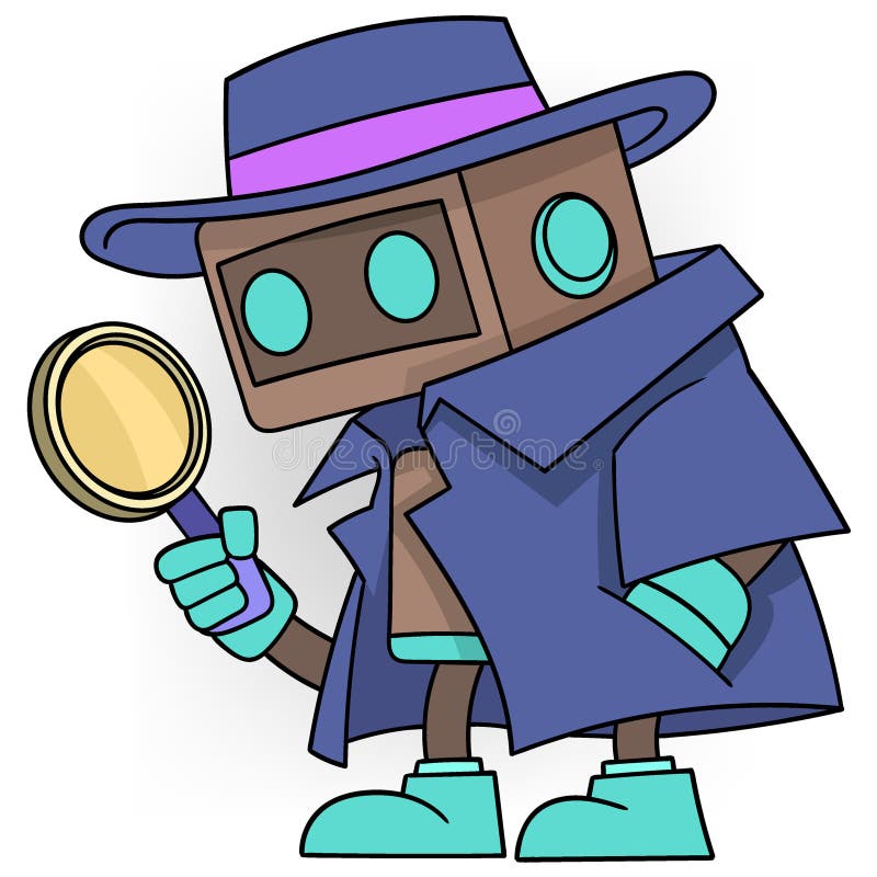 The Robot is Carrying a Magnifier Looking for Data on the Internet ...