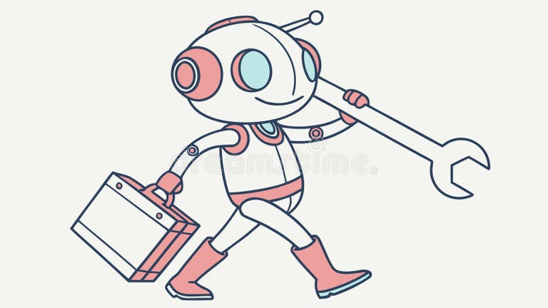 Robot Carrying Toolbox, AI Assistance, Tech Support, Vector Design ...